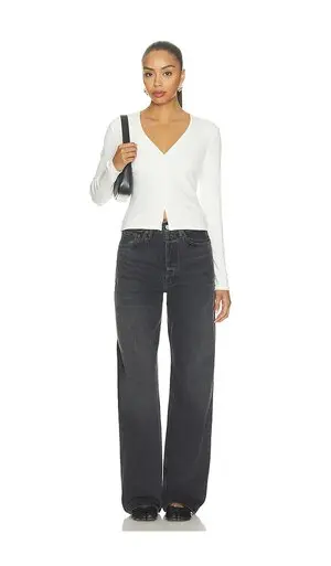 Good American Rib V-neck Cardigan