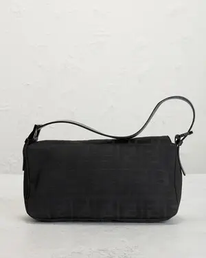 FWRD RENEW Fendi Zucca Baguette Shoulder Bag - Black