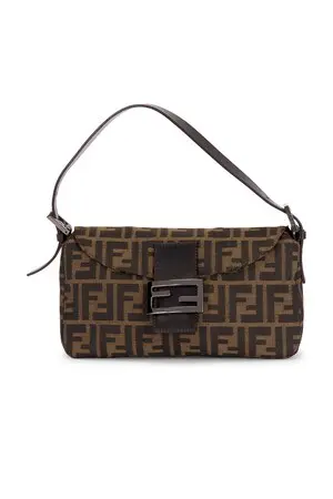 Fendi Zucca Monogram Canvas Baguette Shoulder Bag - Brown