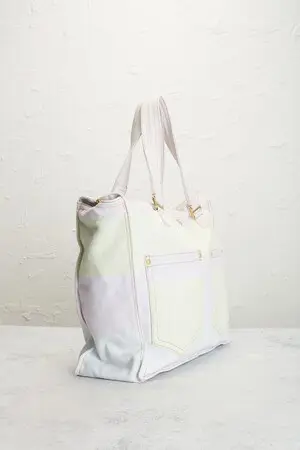 Chanel Multi-color Canvas Double Pocket Tote Bag