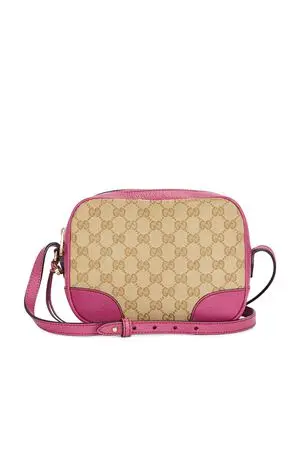 Gucci Gucci Mini Bree Messenger Bag - Beige GG Canvas And Red Calfskin Pink