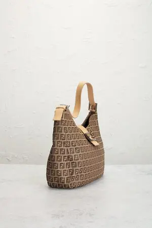 Fendi Zucchino Hobo Bag - Beige