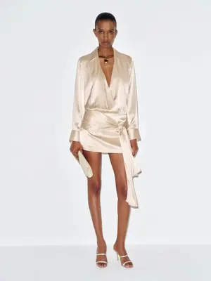 REFORMATION Manhattan Silk Dress - Ivory