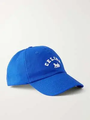 Celine Richelieu Logo-embroidered Cotton-twill Cap - Blue