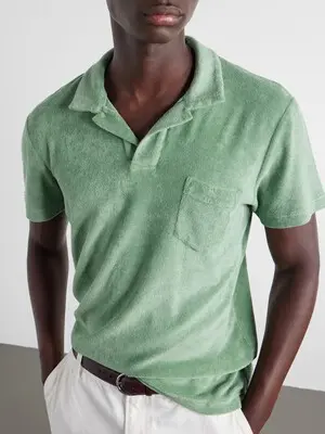 Orlebar Brown Terry Cotton-terry Polo Shirt - Green