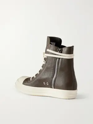 Rick Owens Leather High Top Sneakers