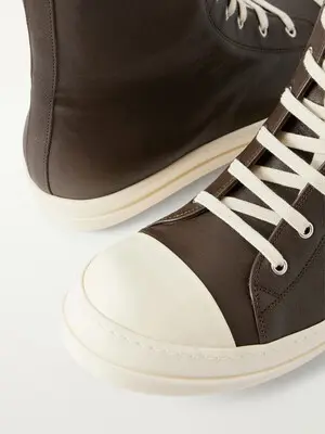 Rick Owens Leather High Top Sneakers