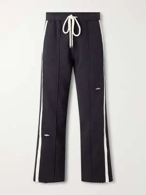 NAHMIAS Repaired Wide-leg Cotton-jersey Drawstring Sweatpants - Black