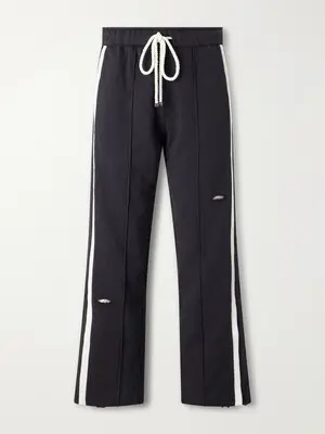 NAHMIAS Repaired Wide-leg Cotton-jersey Drawstring Sweatpants - Black