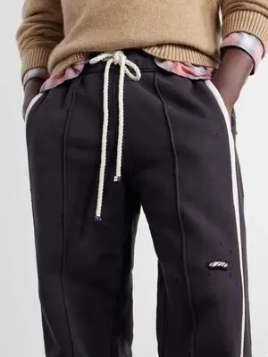 NAHMIAS Repaired Wide-leg Cotton-jersey Drawstring Sweatpants