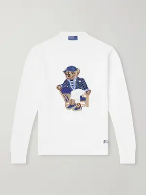 Polo Ralph Lauren Polo Bear-jacquard Cotton Sweater - White