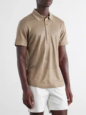 Orlebar Brown Sebastian Linen-jersey Polo Shirt - Brown