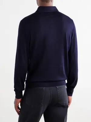 Zegna Cashmere And Silk-blend Polo Shirt - Blue