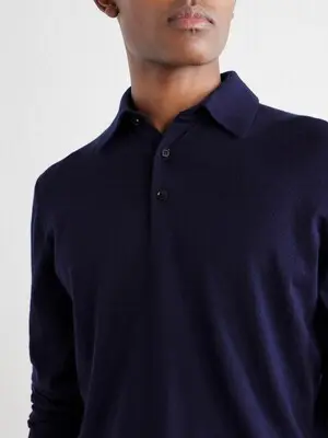 Zegna Cashmere And Silk-blend Polo Shirt - Blue