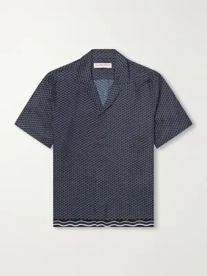 Orlebar Brown Maitan Camp-collar Printed Silk-satin Shirt