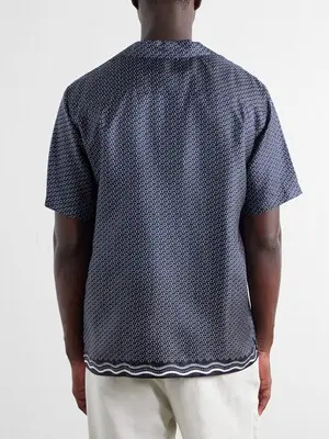 Orlebar Brown Maitan Camp-collar Printed Silk-satin Shirt
