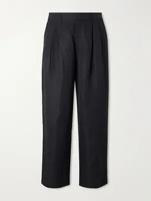 SSSTEIN Wide-leg Linen And Silk-blend Twill Trousers
