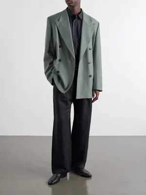 SSSTEIN Wide-leg Linen And Silk-blend Twill Trousers