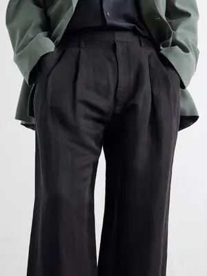 SSSTEIN Wide-leg Linen And Silk-blend Twill Trousers