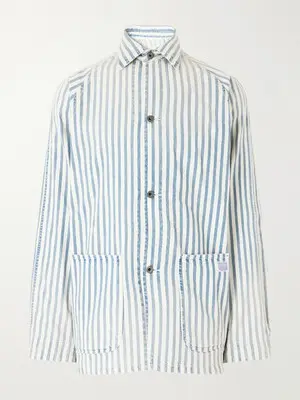 Kapital Logo-appliquéd Striped Cotton-twill Overshirt