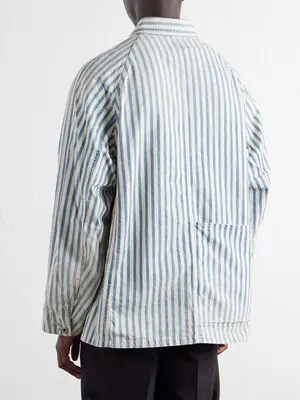 Kapital Logo-appliquéd Striped Cotton-twill Overshirt