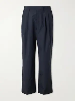 SSSTEIN Wide-leg Cotton-blend Pleated Satin Trousers