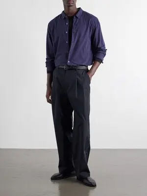 SSSTEIN Wide-leg Cotton-blend Pleated Satin Trousers