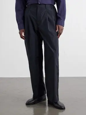 SSSTEIN Wide-leg Cotton-blend Pleated Satin Trousers