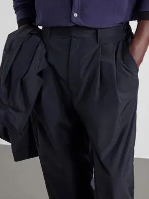 SSSTEIN Wide-leg Cotton-blend Pleated Satin Trousers