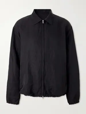 SSSTEIN Linen And Silk-blend Satin Blouson Jacket - Black
