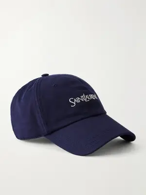 Saint Laurent Logo-embroidered Cotton-gabardine Baseball Cap - Blue