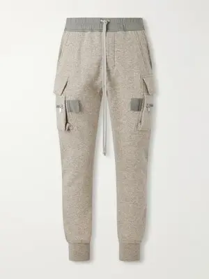 Rick Owens Mastodon Tapered Wool And Cotton-blend Jersey Sweatpants - Neutrals