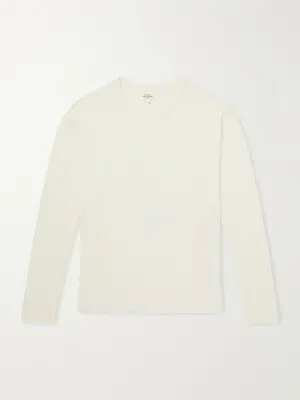 Hartford Waffle-knit Cotton T-shirt - Neutrals