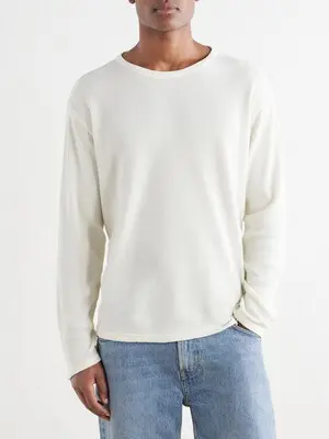 Hartford Waffle-knit Cotton T-shirt - Neutrals