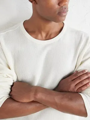 Hartford Waffle-knit Cotton T-shirt - Neutrals