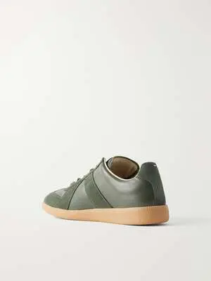 MAISON MARGIELA Replica Suede-trimmed Leather Sneakers - Green
