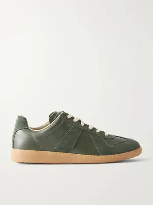 MAISON MARGIELA MAISON MARGIELA Replica Suede-Trimmed Leather Sneakers Green