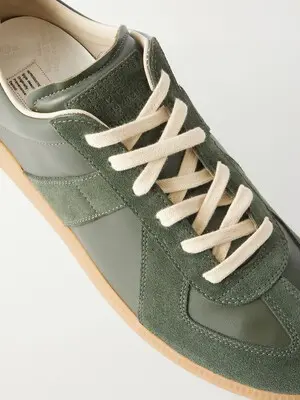 MAISON MARGIELA Replica Suede-trimmed Leather Sneakers - Green