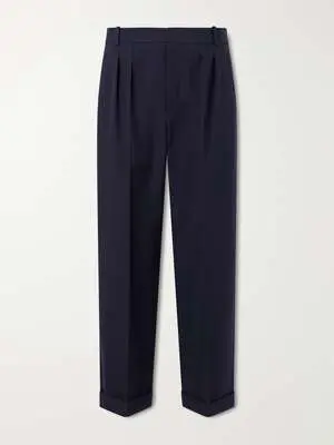 THE ROW Tavel Striped Wool And Silk-blend Trousers
