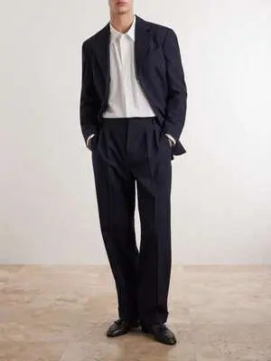 THE ROW Tavel Striped Wool And Silk-blend Trousers