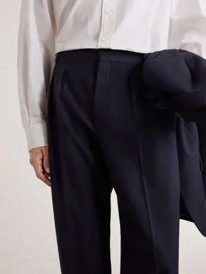 THE ROW Tavel Striped Wool And Silk-blend Trousers