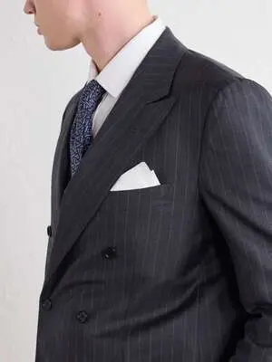 Kiton Double-breasted Pinstriped Wool Suit Jacket