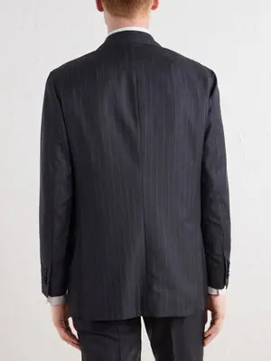 Kiton Double-breasted Pinstriped Wool Suit Jacket