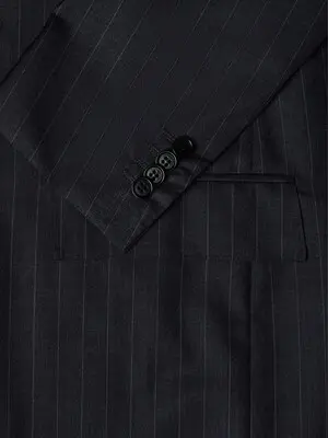 Kiton Double-breasted Pinstriped Wool Suit Jacket