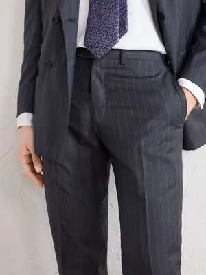 Kiton Straight-leg Pinstriped Wool Suit Trousers