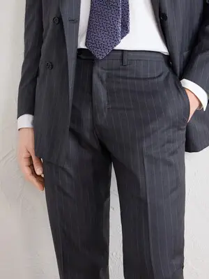 Kiton Straight-leg Pinstriped Wool Suit Trousers