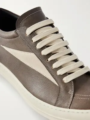 Rick Owens Sneaks Suede-trimmed Full-grained Leather Sneakers - Brown
