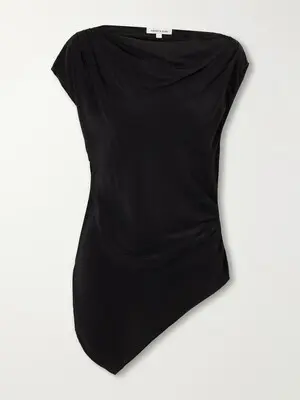 Veronica Beard Yvonne Asymmetrical Gathered Blouse - Black