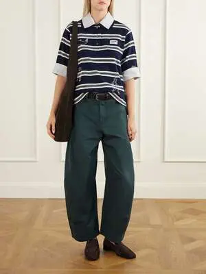 Sea Mina Embroidered Striped Polo Shirt