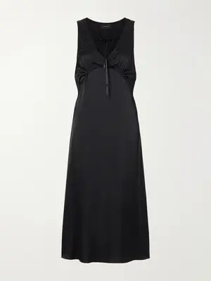 Simone Rocha Bow-detailed Embroidered Satin Midi Dress - Black